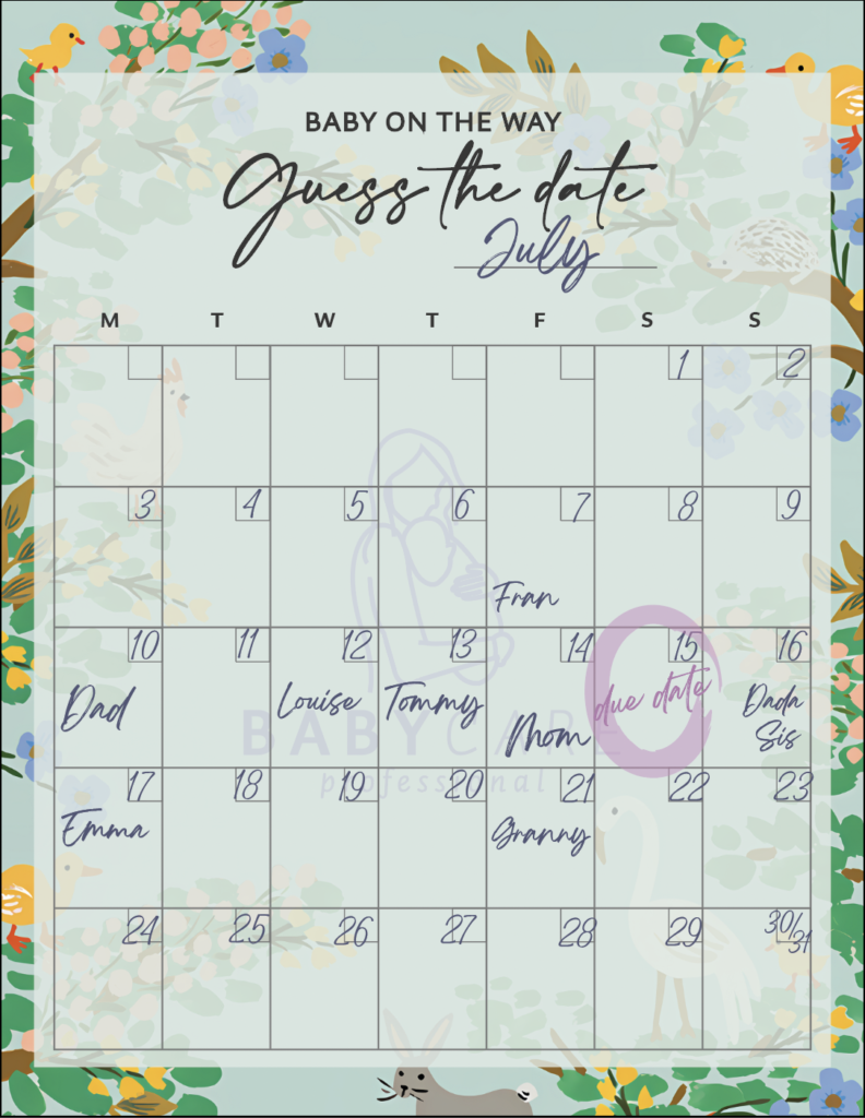 “Guess the Birth Date”: A Fun Game for your Baby Shower - Baby care ...